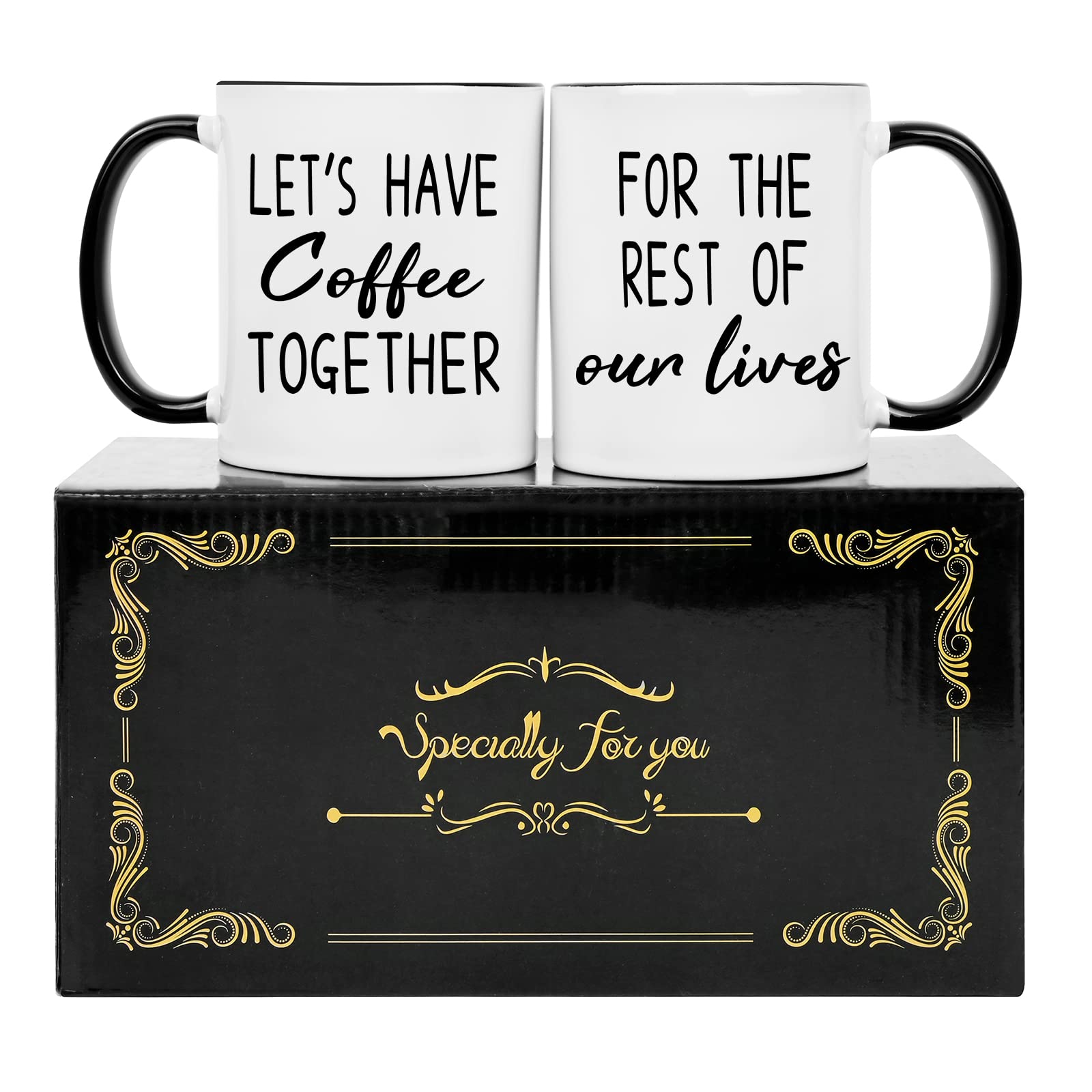 Maustic Let's Have Coffee Together for the Rest of Our Lives Coffee Mugs Set, Engagement Wedding Newlywed Gifts for Couples, His and Hers Mr and Mrs Gifts, Bridal Shower Gifts, 11 Oz