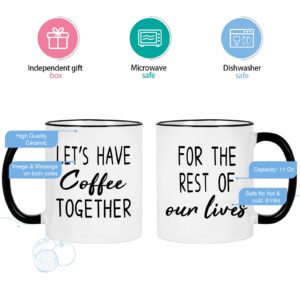 Maustic Let's Have Coffee Together for the Rest of Our Lives Coffee Mugs Set, Engagement Wedding Newlywed Gifts for Couples, His and Hers Mr and Mrs Gifts, Bridal Shower Gifts, 11 Oz