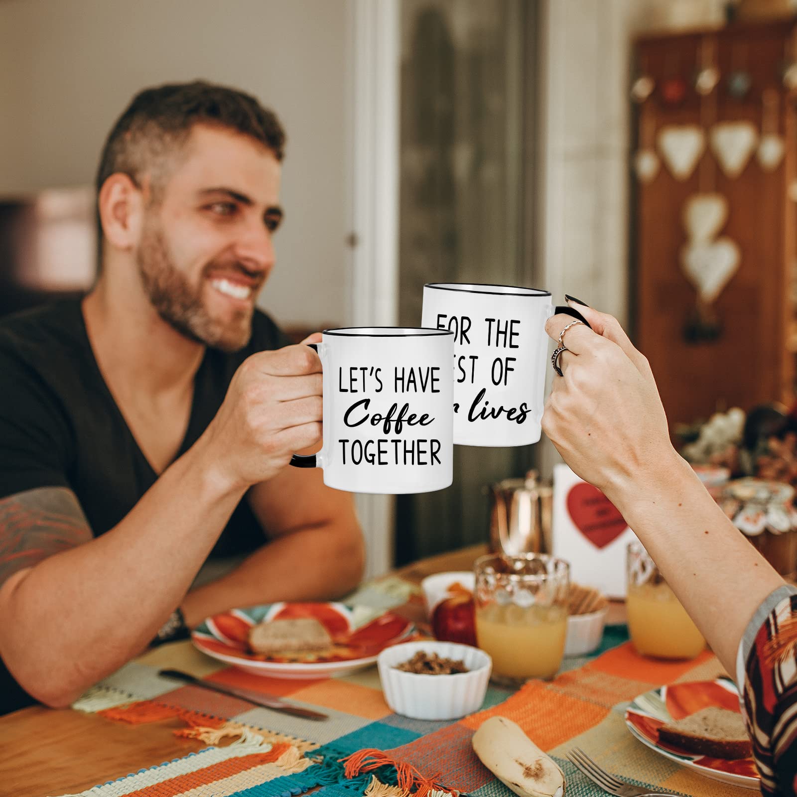 Maustic Let's Have Coffee Together for the Rest of Our Lives Coffee Mugs Set, Engagement Wedding Newlywed Gifts for Couples, His and Hers Mr and Mrs Gifts, Bridal Shower Gifts, 11 Oz