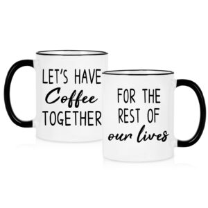 Maustic Let's Have Coffee Together for the Rest of Our Lives Coffee Mugs Set, Engagement Wedding Newlywed Gifts for Couples, His and Hers Mr and Mrs Gifts, Bridal Shower Gifts, 11 Oz