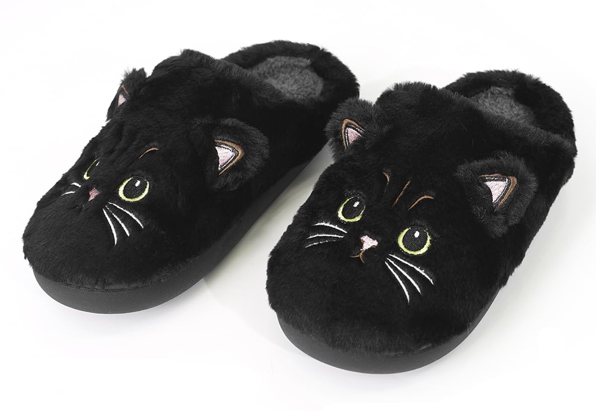 Rungion Cute Cat Sheep House Slippers for Women Men Fluffy Plush Slippers Cozy Soft Memory Foam Indoor Shoes Non-slip Winter