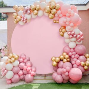 pink round backdrop cover 7.2x7.2ft pink circle birthday photo photography background for party baby shower wedding decorations (frame not included)