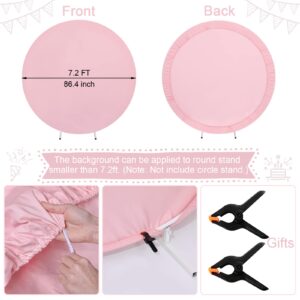 Pink Round Backdrop Cover 7.2x7.2ft Pink Circle Birthday Photo Photography Background for Party Baby Shower Wedding Decorations (Frame Not Included)