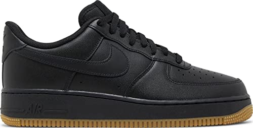 Nike Men's Air Force 1 Low '07 Sneaker, Black/Gum Light Brown/Black, 11.5