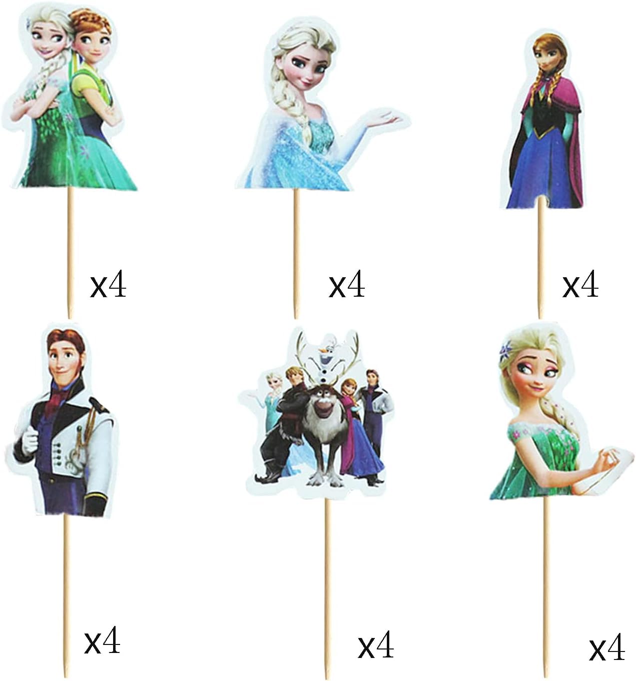 24pcs Froze Princess Cupcake toppers Froze Birthday Party Supplies Cake Decorations, Ice Princess Theme Birthday Party Topper for Children