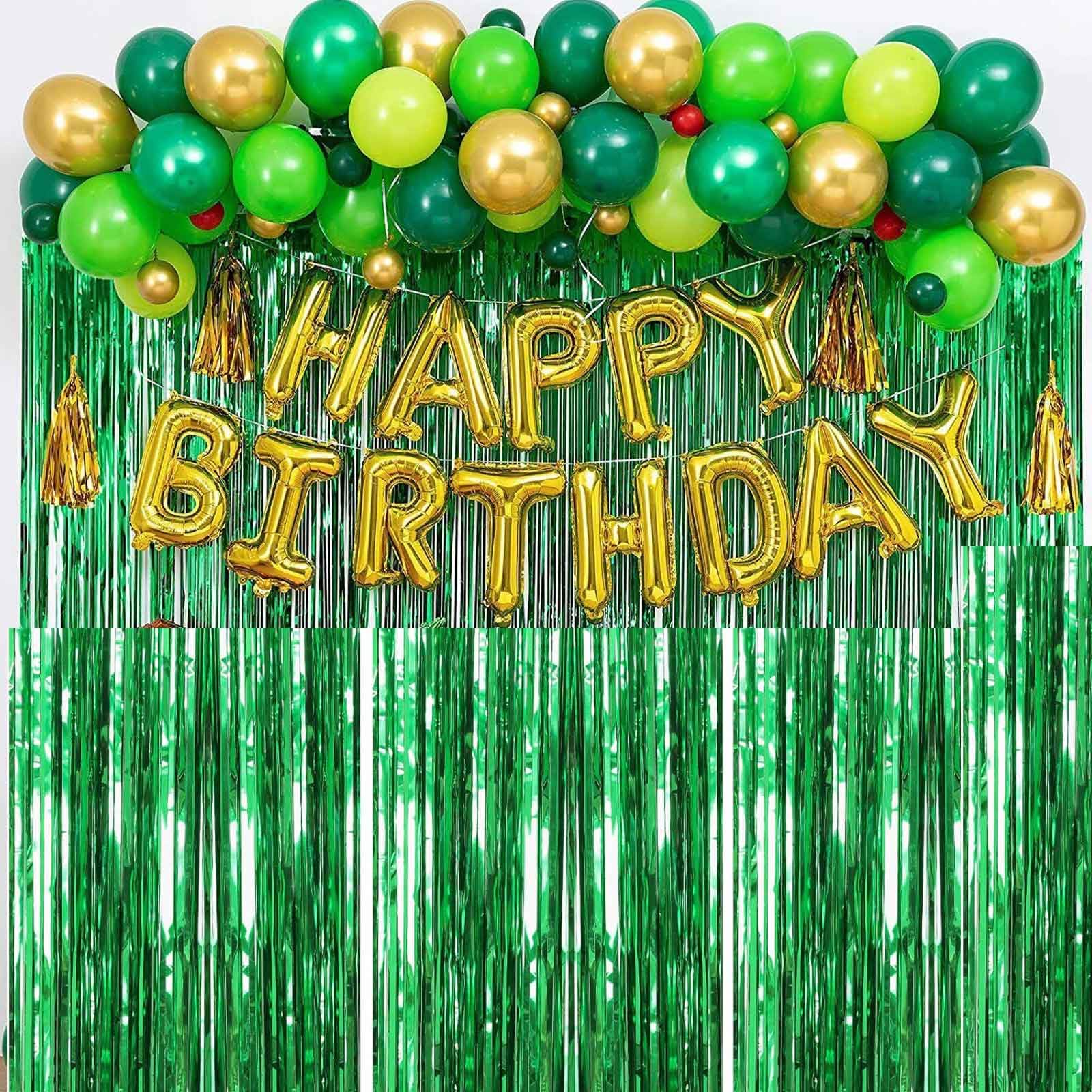 We Moment 12 Inch Green Balloons Dark Green Balloons And Chrome Gold Balloon with Confetti Balloons，for St. Patrick's Day Jungle Safari Theme Baby Shower Party Decoations.