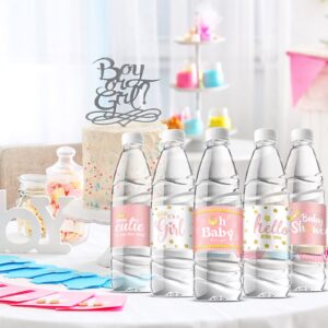 80 Pieces Baby Shower Water Bottle Labels Shower Water Bottle Stickers Wrappers Waterproof Baby Shower Labels for Baby Shower Party Decoration (Pink Girl Style)