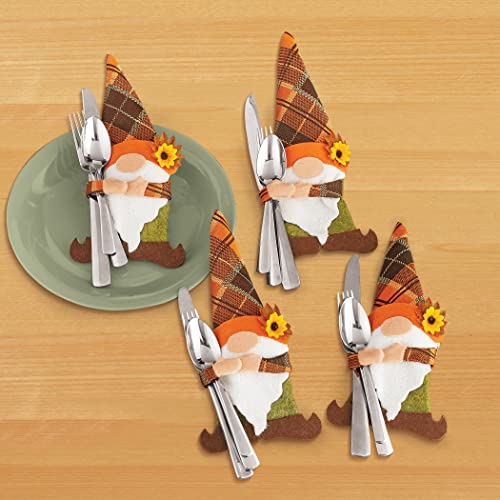 Fall Gnome Silverware Holder 8-Piece Set 4.8 X 5.2 0.2 Multi Color