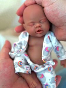 miaio 7" micro preemie full body silicone black baby doll girl lifelike mini reborn doll