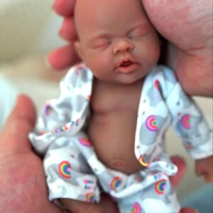 Miaio 7" Micro Preemie Full Body Silicone Black Baby Doll Girl Lifelike Mini Reborn Doll