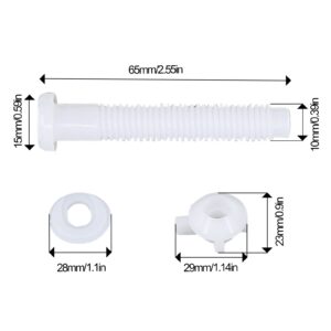 BLMHTWO 2 Pieces Toilet Seat Bolts and Nuts, Toilet Seat Screws Replacement Toilet Seat Bolts Includes Nuts and 28mm Gasket Plastic Toilet Seat Replacement for Most Toilet Seats (White)