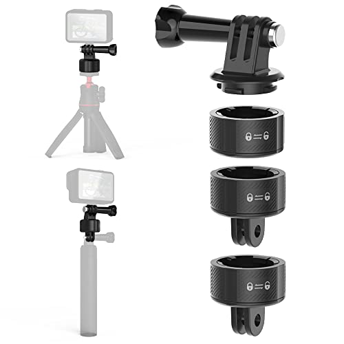 SUREWO Quick Release Base Mount Kit for GoPro,Magnetic Suction & Swivel Lock Adapter Compatible with GoPro Hero 12 11 10 9 8 7 6 5 Black,DJI Osmo Action,Crosstour/Campark/AkASO and More