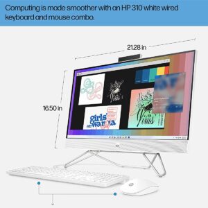 HP 2024 24'' FHD IPS Touchscreen All-in-One Desktop PC Intel 2-Core i3-1115G4 Intel UHD Graphics 16GB DDR4 1TB NVMe SSD WiFi AC BT RJ-45 HDMI Webcam Speaker Windows 11 Pro White w/RE USB Drive