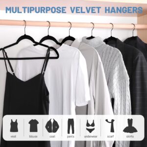 HOUSE DAY Black Velvet Hangers 60 Pack, Velvet Clothes Hangers Non Slip Felt Hangers, Heavy Duty Coat Hangers for Closet, Ultra Slim Hangers Black Hangers Space Saving Hangers for Suits, Shirt