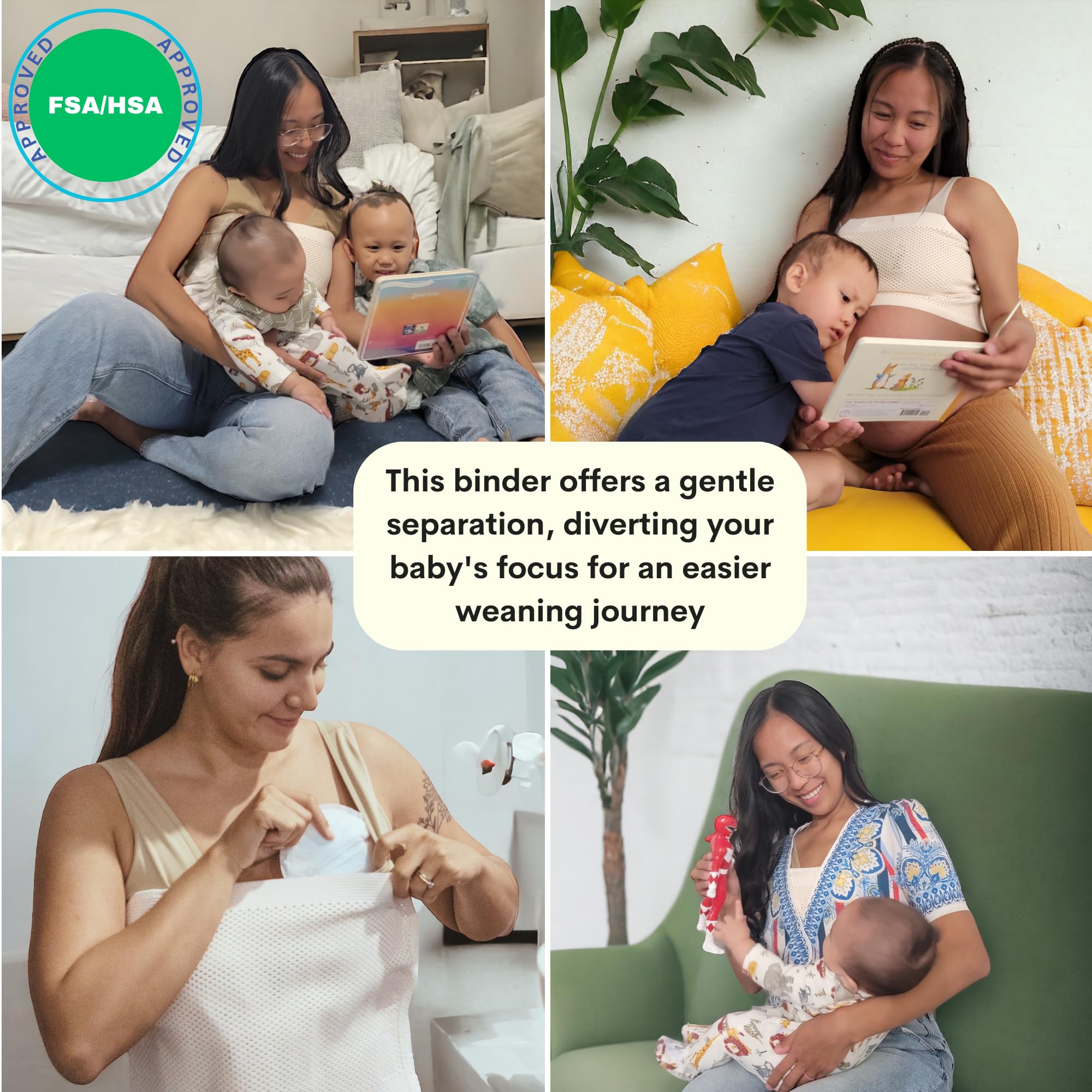 Feliz Wean Chest Binder for Breastfeeding Weaning Baby- Stretchable Breathable Adjustable Breastfeeding Essentials for Stop Nursing,Breast Tape to Encourage Milk Reduction, Body Wrap (S/M, Cream)