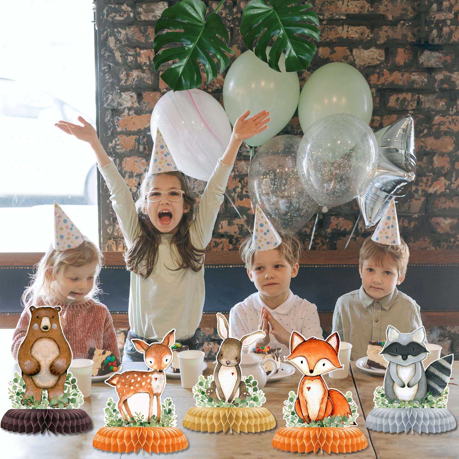 9Pcs Woodland Animals Honeycomb Centerpieces, Woodland Baby Shower for Table Decorations, Forest Themed Birthday Party Supplies, Wild One Birthday Party Decorations for Boys Girls