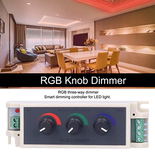 AUHX RGB Controller, 3‑Channel Adjustable RGB Knob Dimmer, for RGB Modules LED Strip Light