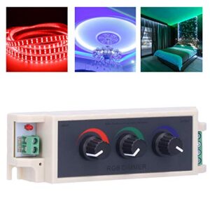 AUHX RGB Controller, 3‑Channel Adjustable RGB Knob Dimmer, for RGB Modules LED Strip Light