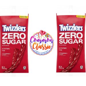 Common Classic Candy Company Licorice Twizzler Twists - Bulk - Sugar Free Strawberry - 5 oz (Pack of 2) "Repacked & distributed by Common Cents"