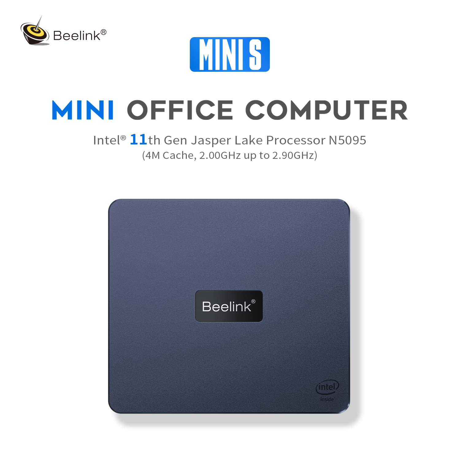 Beelink New 11th Gen Intel 4-Cores N5095, Mini PC 8GB DDR4 RAM 256GB SSD, Mini Computer Dual HDMI 4K UHD/Gigabit Ethernet/Dual WiFi/BT/for Home/Office