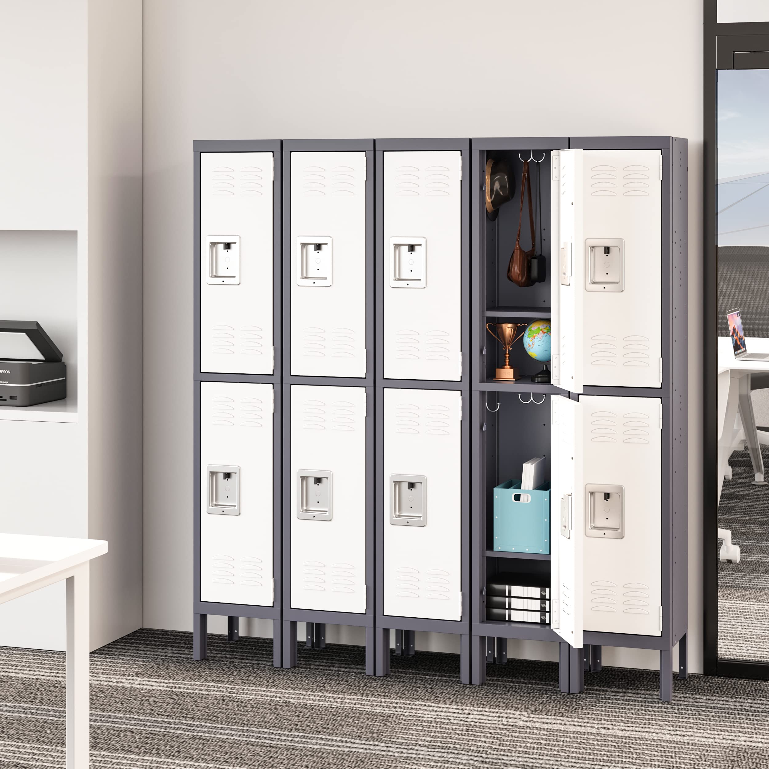 Fesbos Metal Lockers for Employees Steel Storage Locker with 2 Doors for Office School Gym Metal Storage Cabinets for Home, Office, Gym, School