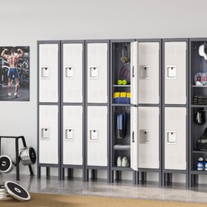 Fesbos Metal Lockers for Employees Steel Storage Locker with 2 Doors for Office School Gym Metal Storage Cabinets for Home, Office, Gym, School