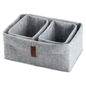 zerodeko 3pcs felt storage basket storage bin collapsible drawer basket small storage basket toy storage baskets decorative basket square basket toy storage chest foldable baby fabric