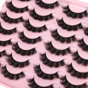 False Eyelashes D Curl Lash Strips Fluffy Wispy Mink Lashes Look Like Extensions Russian Strip Lashes Natural Look Volume Dramatic Short Fake Eye Lashes 16mm Pack pestañas postizas naturales 14 Pairs