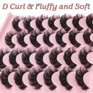 False Eyelashes D Curl Lash Strips Fluffy Wispy Mink Lashes Look Like Extensions Russian Strip Lashes Natural Look Volume Dramatic Short Fake Eye Lashes 16mm Pack pestañas postizas naturales 14 Pairs