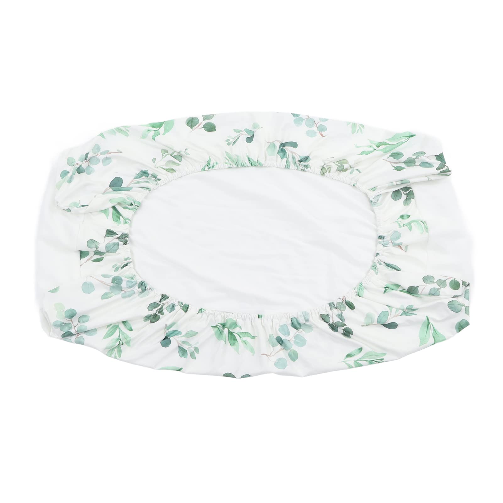 Changing Table, Easycare Soft Cotton, Beautifully Printed Changing Table Cover (Green Leaves, White Plush)