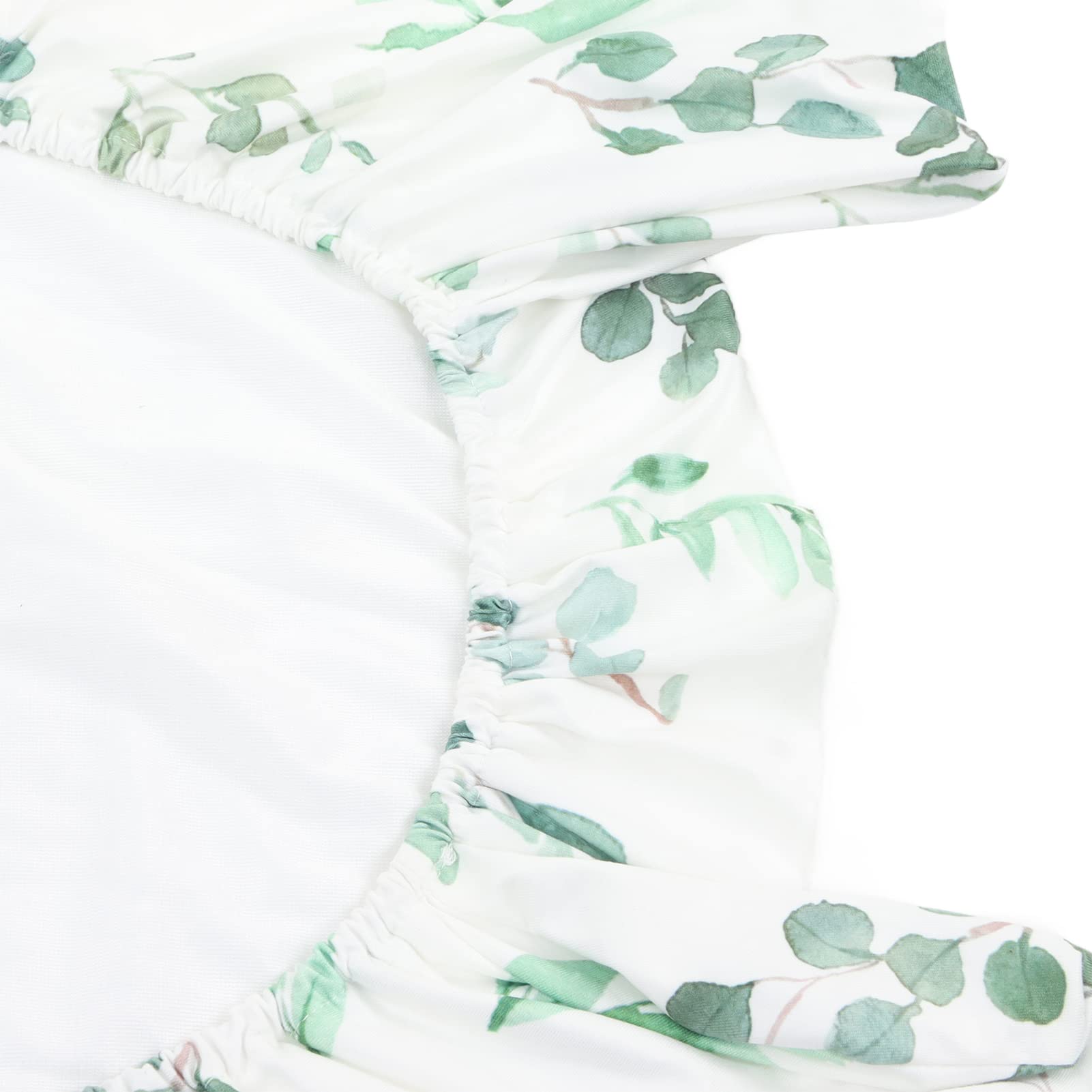 Changing Table, Easycare Soft Cotton, Beautifully Printed Changing Table Cover (Green Leaves, White Plush)