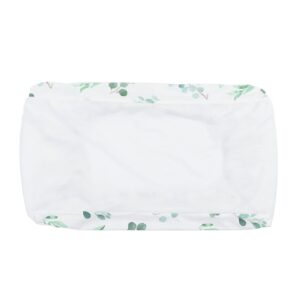 Changing Table, Easycare Soft Cotton, Beautifully Printed Changing Table Cover (Green Leaves, White Plush)