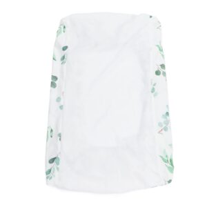 Changing Table, Easycare Soft Cotton, Beautifully Printed Changing Table Cover (Green Leaves, White Plush)