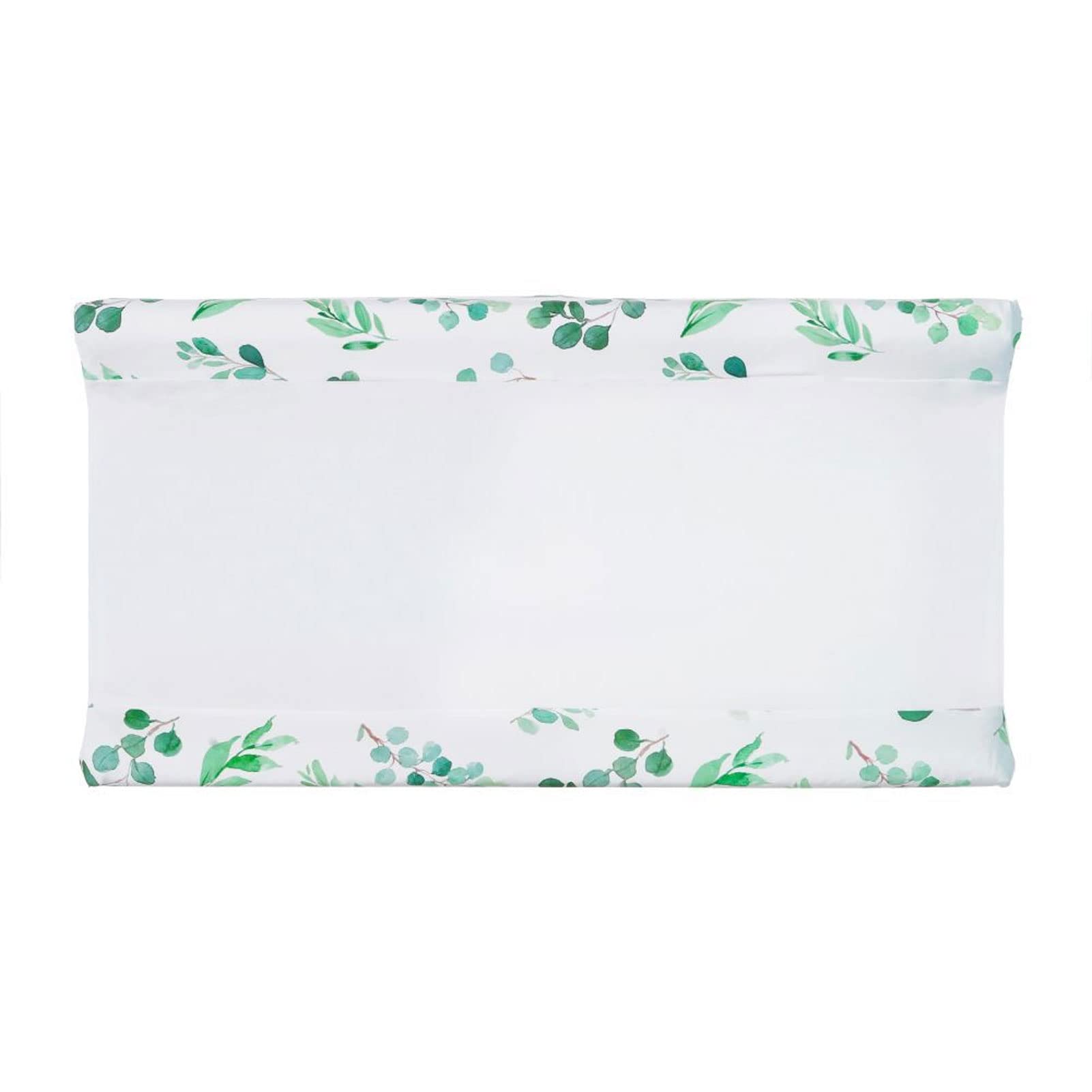 Changing Table, Easycare Soft Cotton, Beautifully Printed Changing Table Cover (Green Leaves, White Plush)