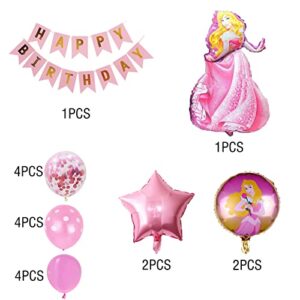 Happy Birthday Set Princess Sleeping Beauty Foil Balloons for Kids Birthday Baby Shower Princess Theme Party Decorations