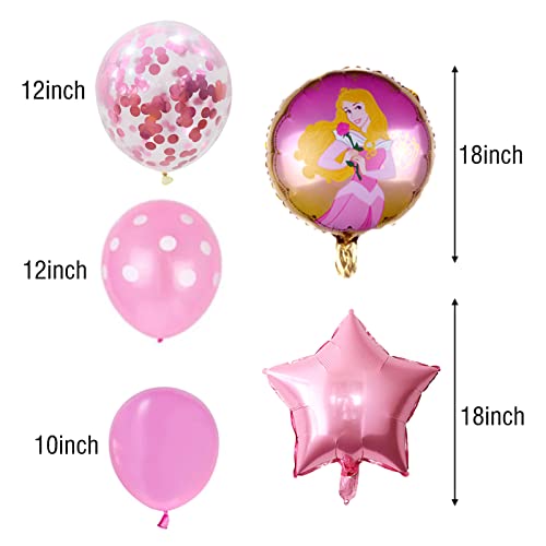 Happy Birthday Set Princess Sleeping Beauty Foil Balloons for Kids Birthday Baby Shower Princess Theme Party Decorations