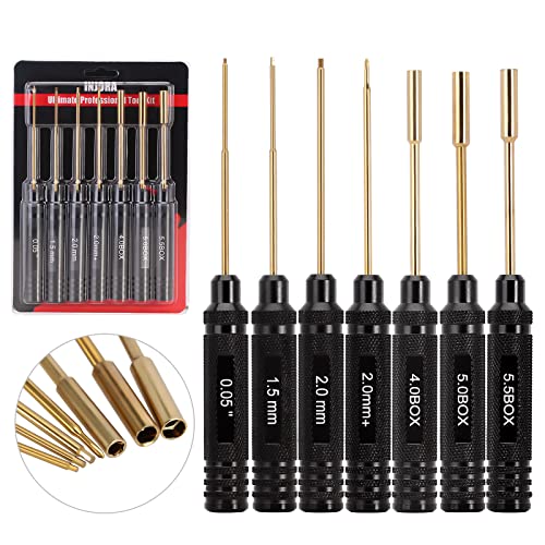 INJORA 7 PCS RC Hex Screw Driver Nut Driver & Phillips Screwdriver Tool Set, RC Car Repair Tool Kit, Allen Wrenches Sets, Socket Driver For 1/18 1/24 RC Mini Crawler Car SCX24 TRX4M FCX24