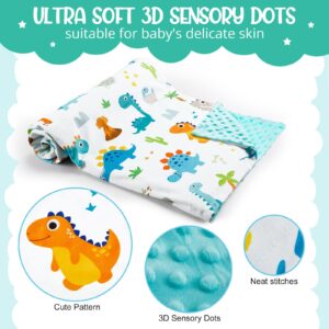 3 Pack Baby Blanket for Boys Girls Soft Minky Blanket with Double Dotted Backing Printed Dinosaur Woodland Animal for Toddler Baby Newborn Blanket Shower Gifts (30 x 40 Inch)