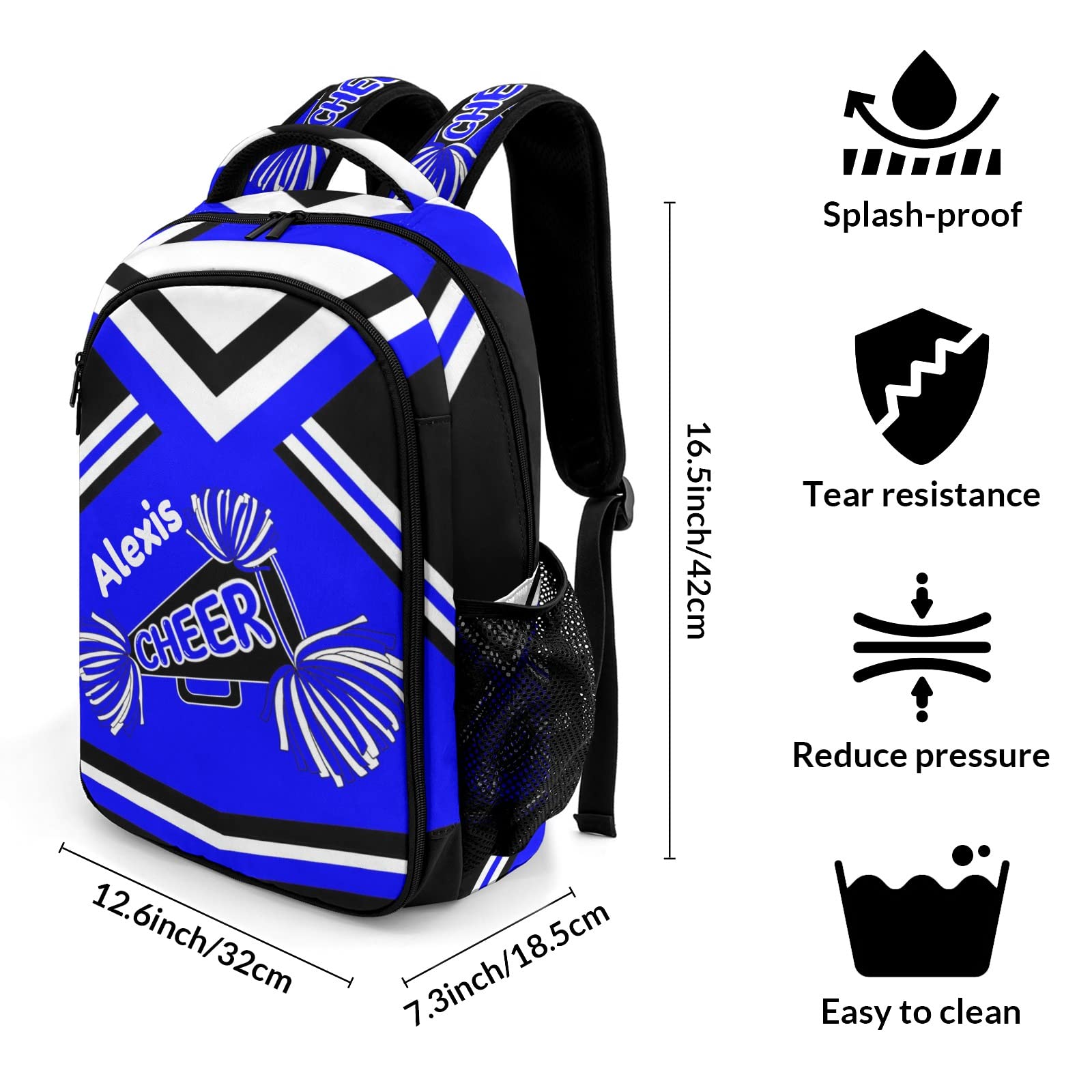 Anneunique Custom Cheer Pom Cheerleaders Blue Backpack Multifunctional Waterproof Laptop Bag for Travel Gift