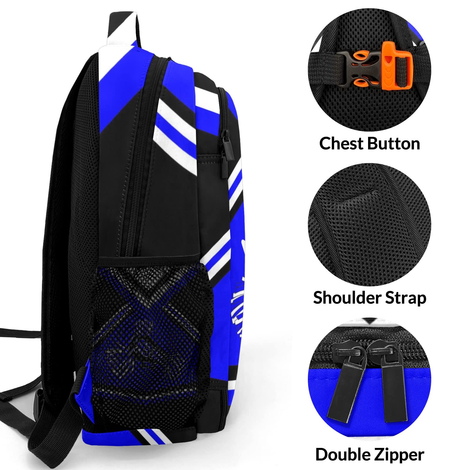 Anneunique Custom Cheer Pom Cheerleaders Blue Backpack Multifunctional Waterproof Laptop Bag for Travel Gift