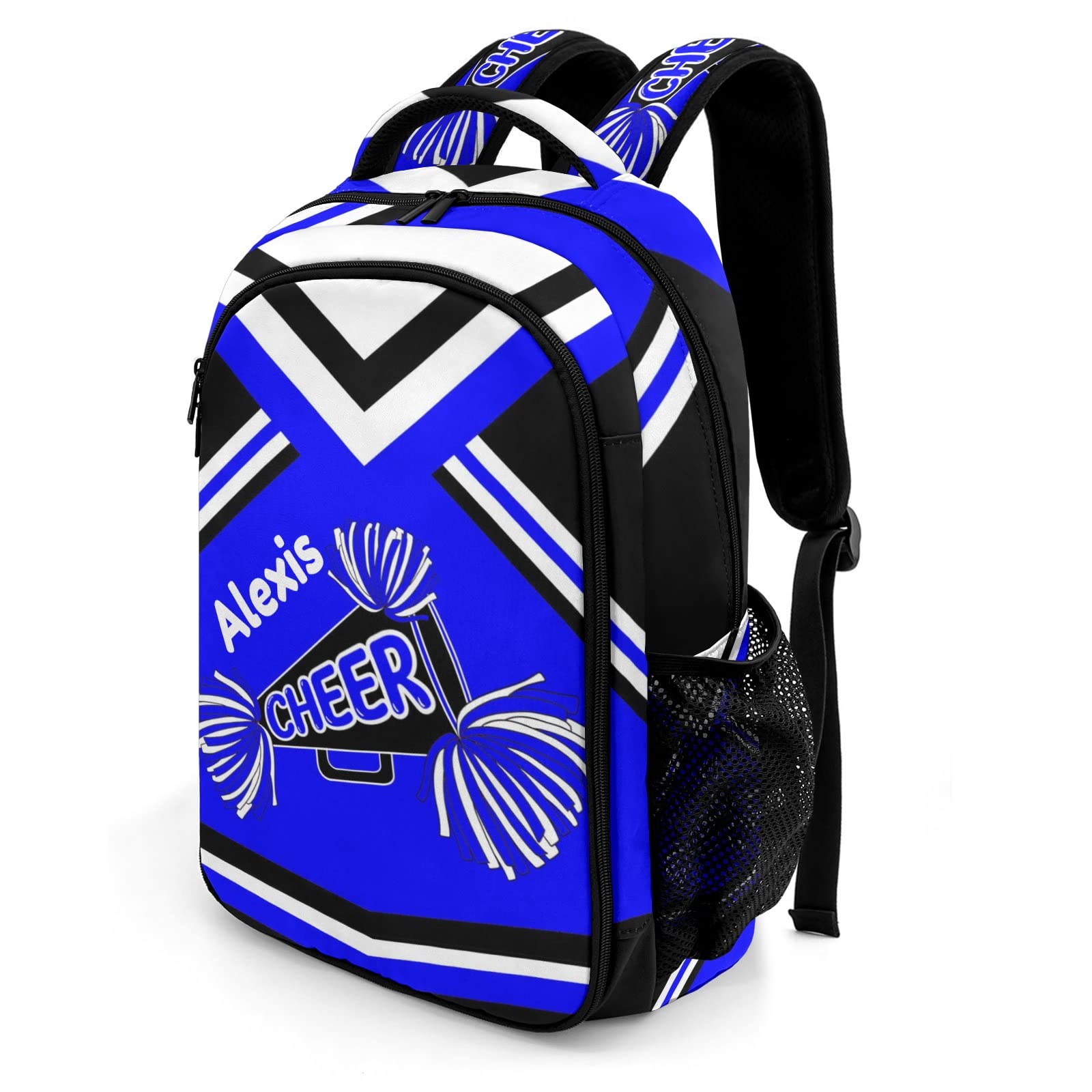 Anneunique Custom Cheer Pom Cheerleaders Blue Backpack Multifunctional Waterproof Laptop Bag for Travel Gift