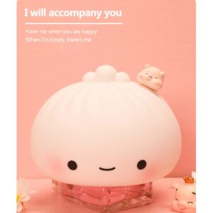 HOTBEST Cute Dumpling Night Light, Silicone Cute Bun Lamp for Kids, Cute Light Up Dumpling, USB Rechargeable LED Bedside Lamps with Touch Control, Kawaii Nursery Light for Kids Room Bedroom