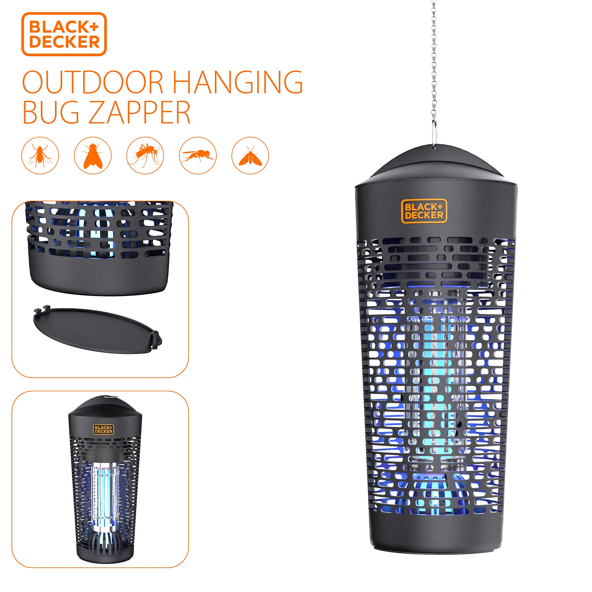 BLACK+DECKER Bug Zapper- Mosquito Repellent & Fly Traps for Indoors- Mosquito Zapper & Killer- Gnat Trap Bug Catcher for Insects Outdoor, Half Acre Coverage & Free Bulb Included