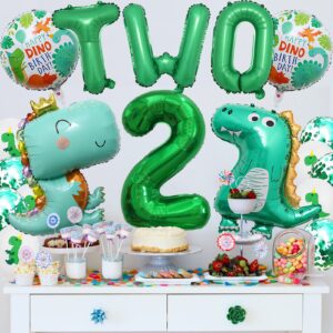 Dinosaur 2nd Birthday Decorations,Dinosaur Birthday Party Supplies 2 year old Dinosaur Balloons,TWO Letter Balloon, Number 2 Balloon for 2nd Birthday Decorations