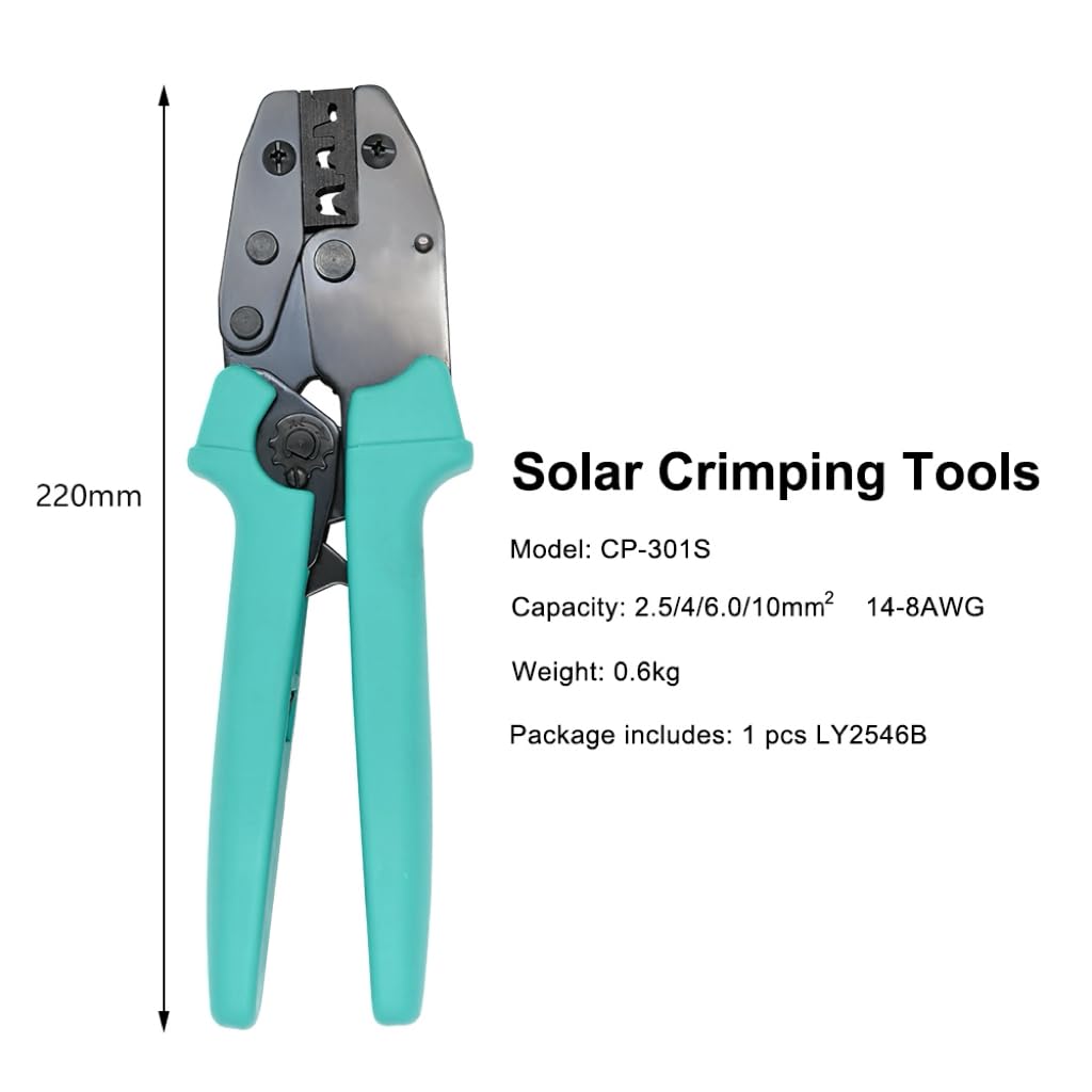 Solar PV Cable Crimping Tool for Solar Connectors, AWG14/12/10/8, 2.5/4/6/10mm2, Solar Crimper (red)