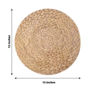 Efavormart 6 Pack | 13" Natural Woven Rattan Design Disposable Serving Trays, Round Paper Charger Plates