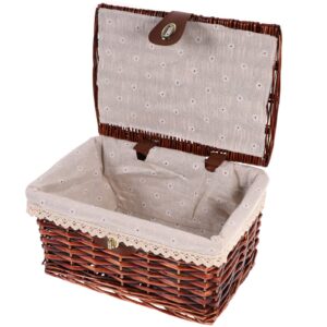 zerodeko rattan storage box baskets with lids rattan storage baskets rectangular storage bin wicker laundry hamper stair basket desk organizer baskets seaweed wooden shelf basket