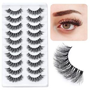 false eyelashes wispy with clear band strip lashes 10pair cat eye lashes d curl faux mink eyelashes for party and wedding by extenify (10pairs-4a)