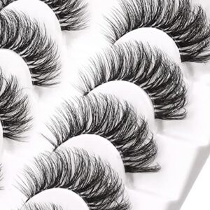 False Eyelashes Wispy with Clear Band Strip Lashes 10Pair Cat Eye Lashes D Curl Faux Mink Eyelashes For Party and Wedding by EXTENIFY (10Pairs-4A)