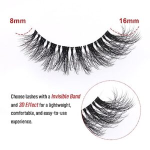 False Eyelashes Wispy with Clear Band Strip Lashes 10Pair Cat Eye Lashes D Curl Faux Mink Eyelashes For Party and Wedding by EXTENIFY (10Pairs-4A)